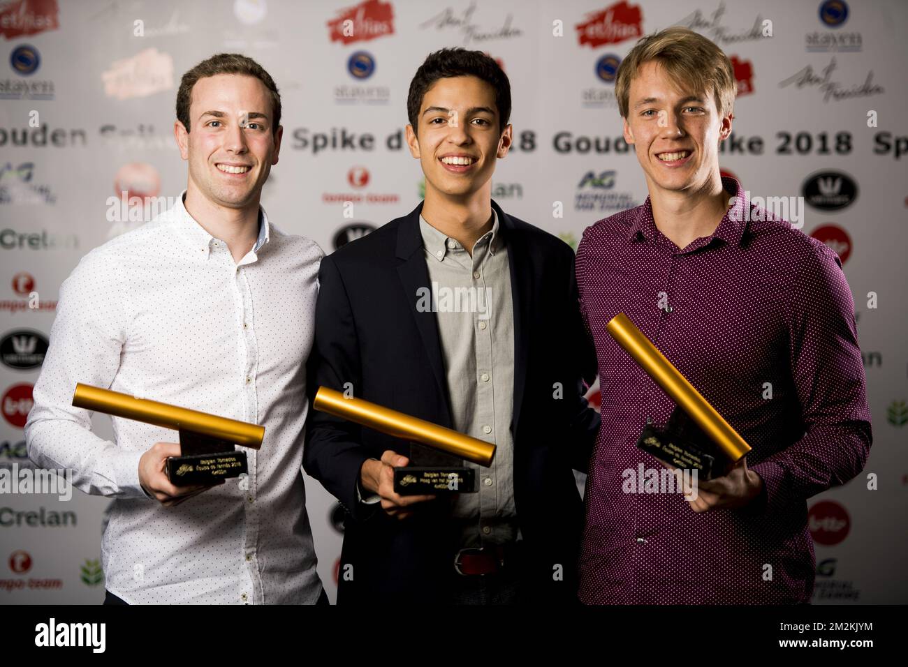 Belgian Robin Vanderbemden, Belgian Jonathan Sacoor and Belgian Julien Watrin poses for the ...