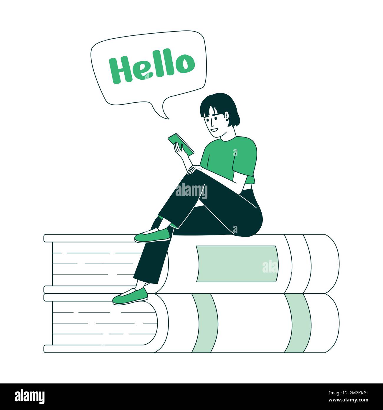 Chatting student flat concept vector illustration Stock Vector Image ...