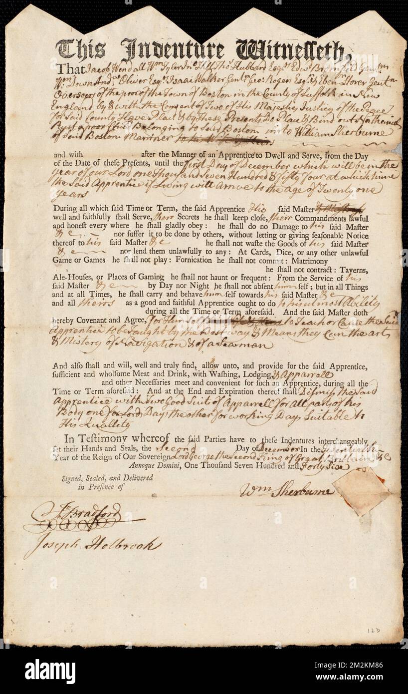 Document of indenture: Servant: Rust, Nathaniel. Master: Sherburne ...