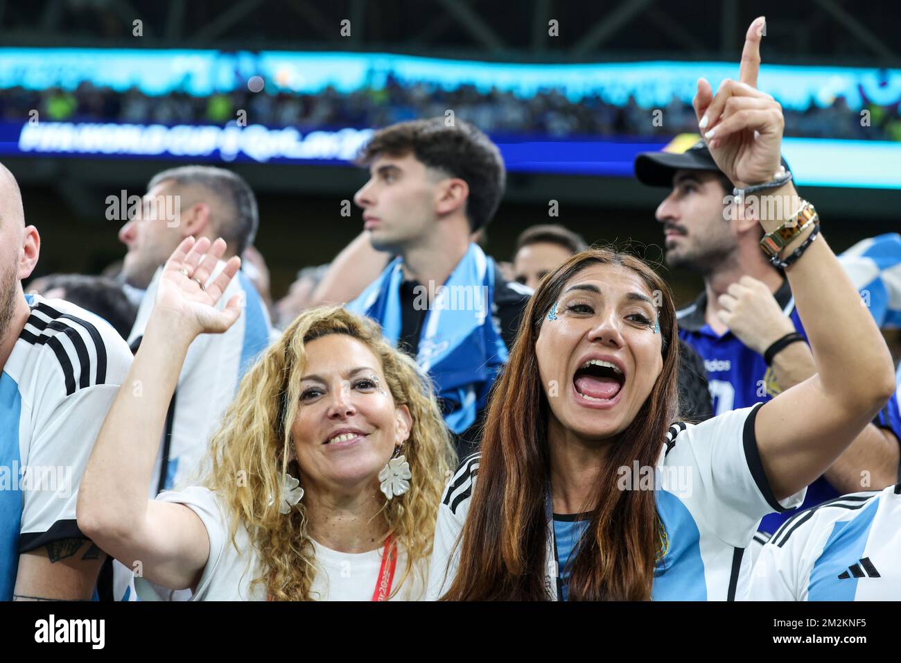 LUSAIL STADIUM, QATAR - DECEMBER 13: Argentian fans before the start of ...