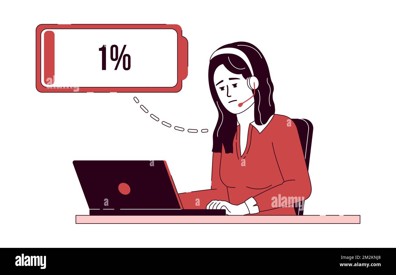 Employee with burnout flat concept vector illustration Stock Vector ...