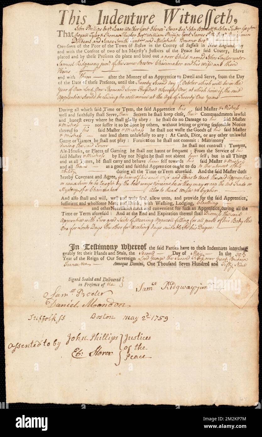 Document of indenture: Servant: Taylor, John. Master: Ridgway [Ridgaway ...