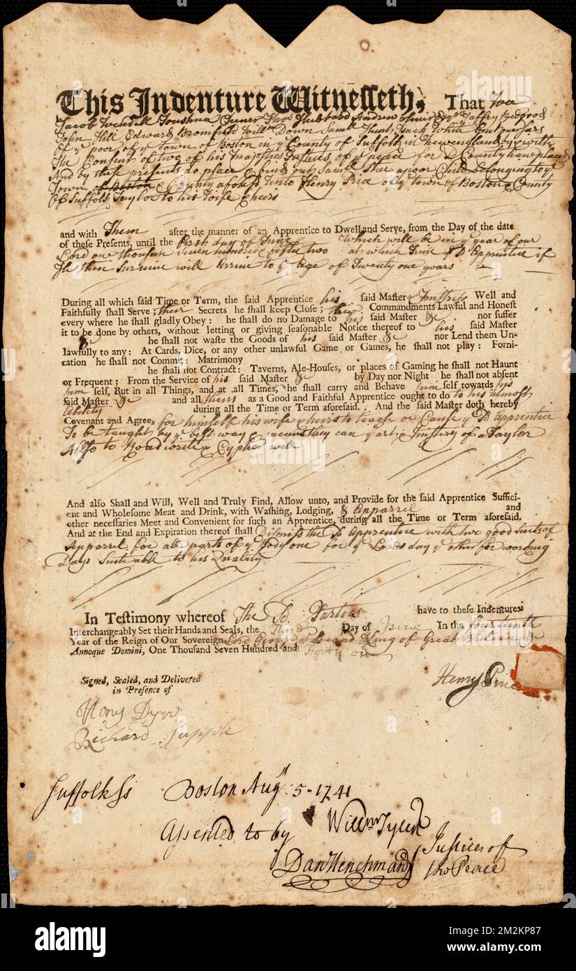 Document of indenture: Servant: Star, Samuel. Master: Price, Henry ...