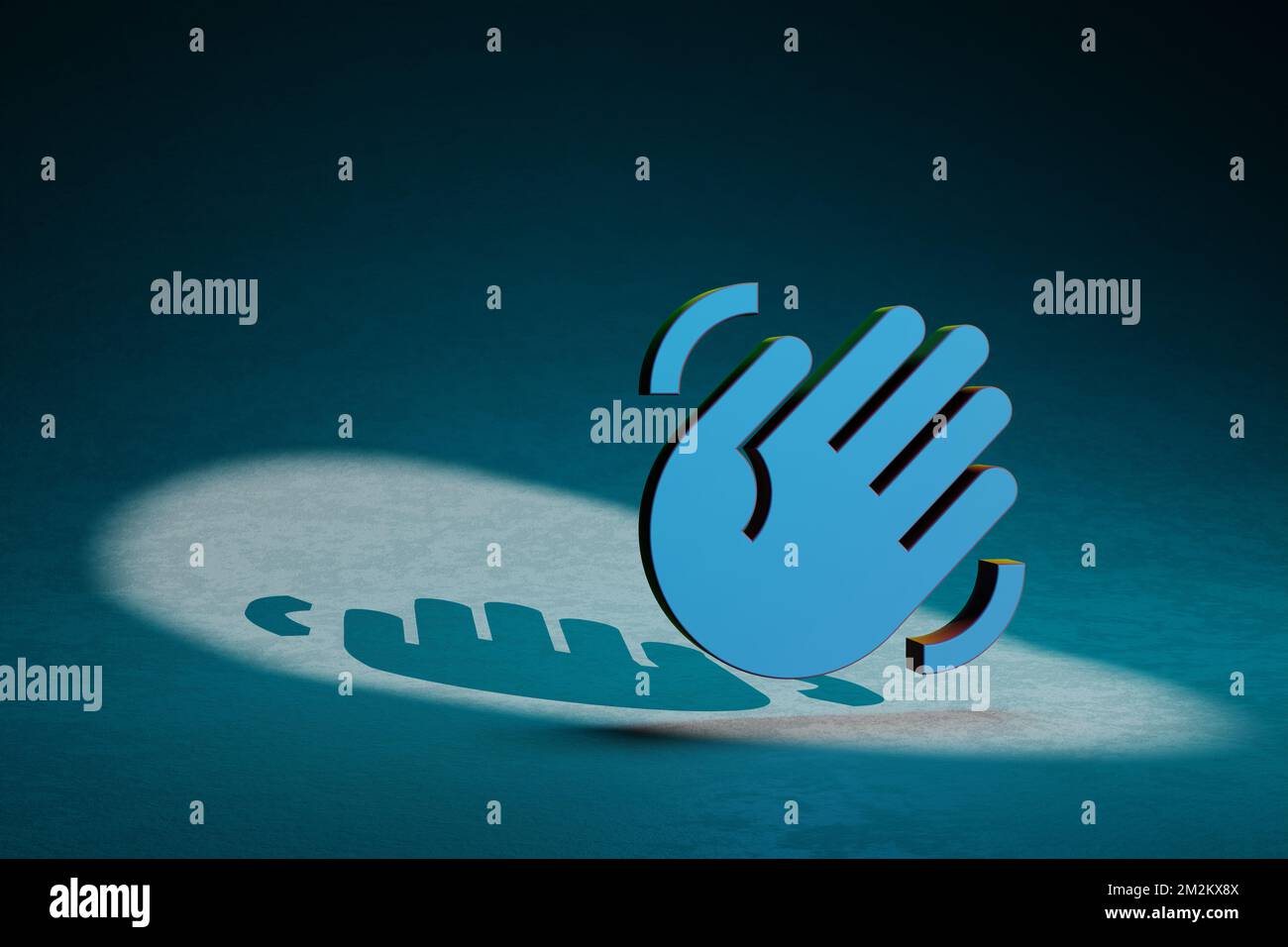 Beautiful abstract illustrations Waving Hand symbol icon on a dark blue ...