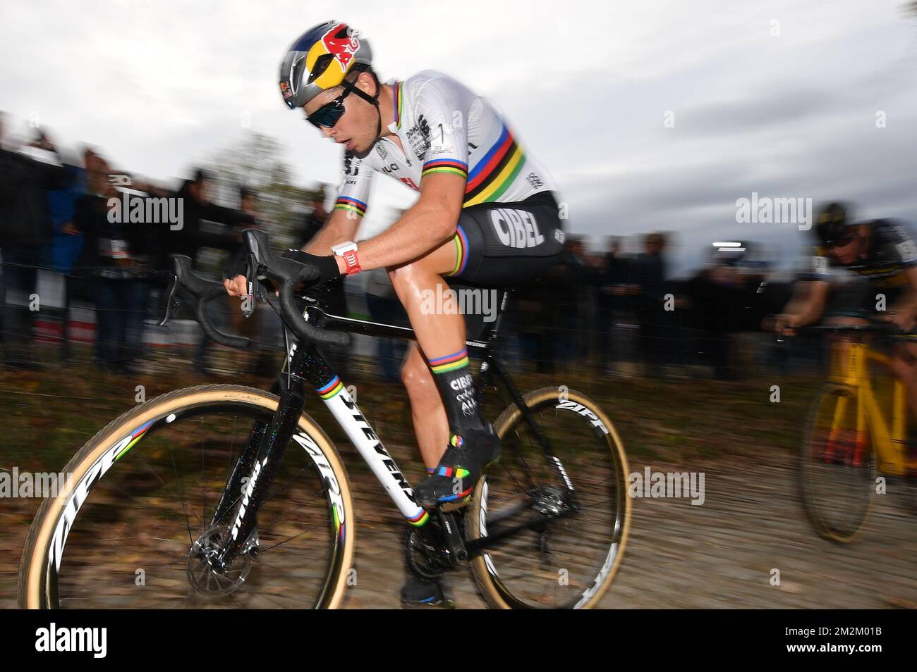 Belgian Wout Van Aert pictured in action during the men's race during ...