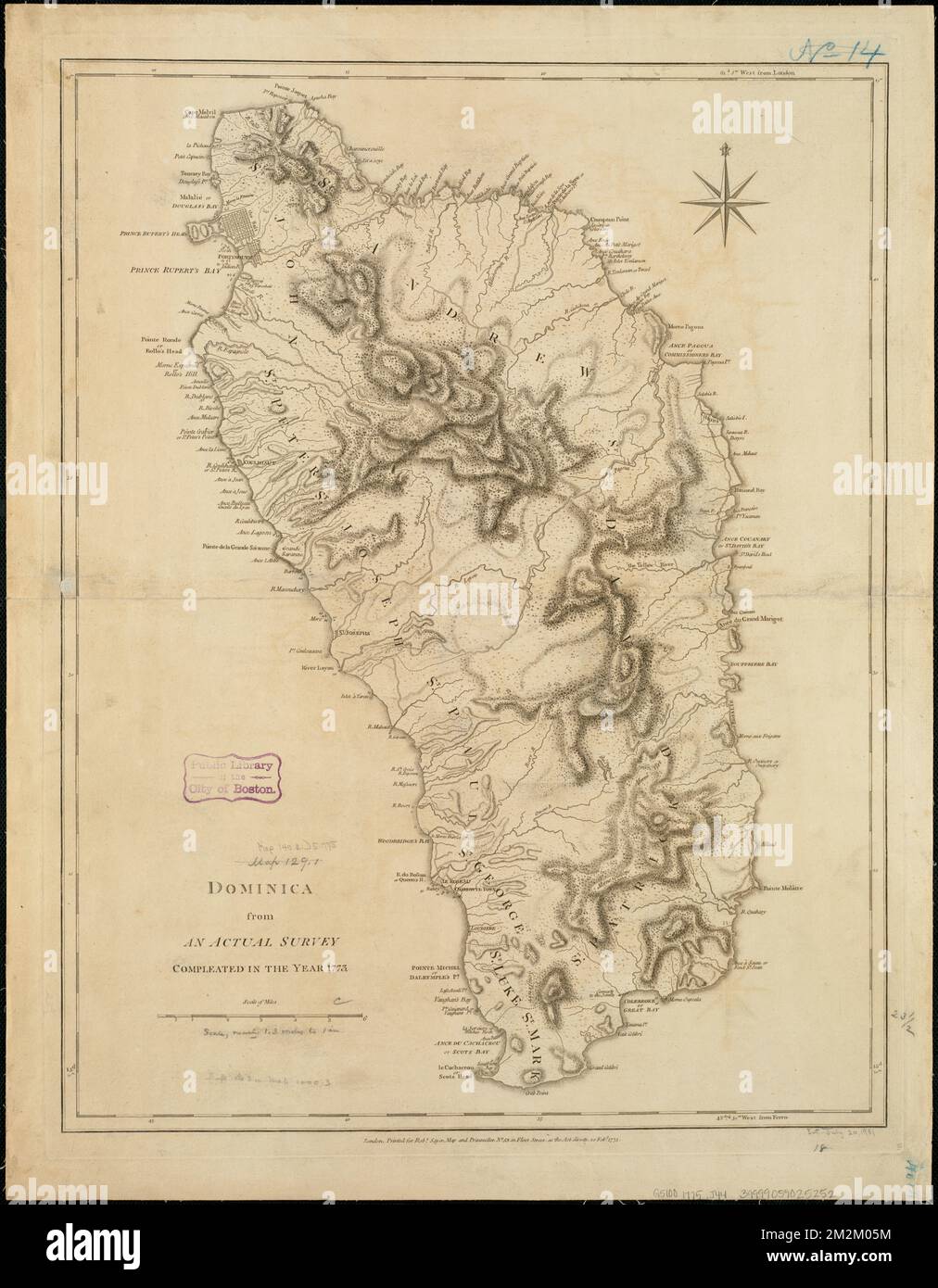 Dominica from an actual survey compleated in the year 1773 , Dominica ...