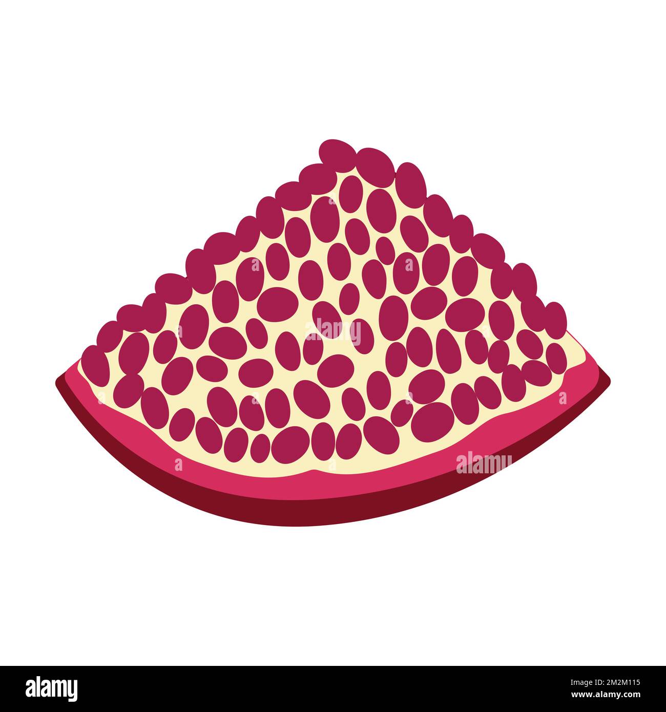 Pomegranate whole and pieces, cut with seeds. Stylized juicy fruit ...