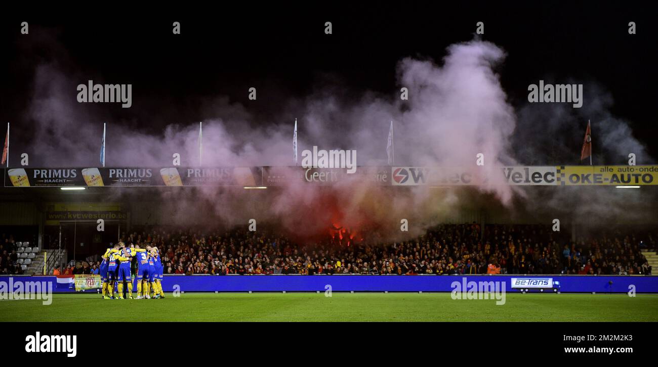 Illustration picture shows 't Kuipje stadium during a soccer game ...