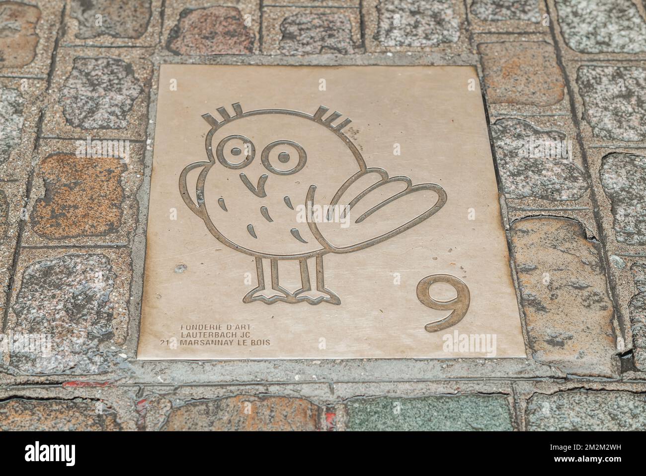 Dijonfrance October 2022 Floor Sign Of The Magic Owl Carved In Relief