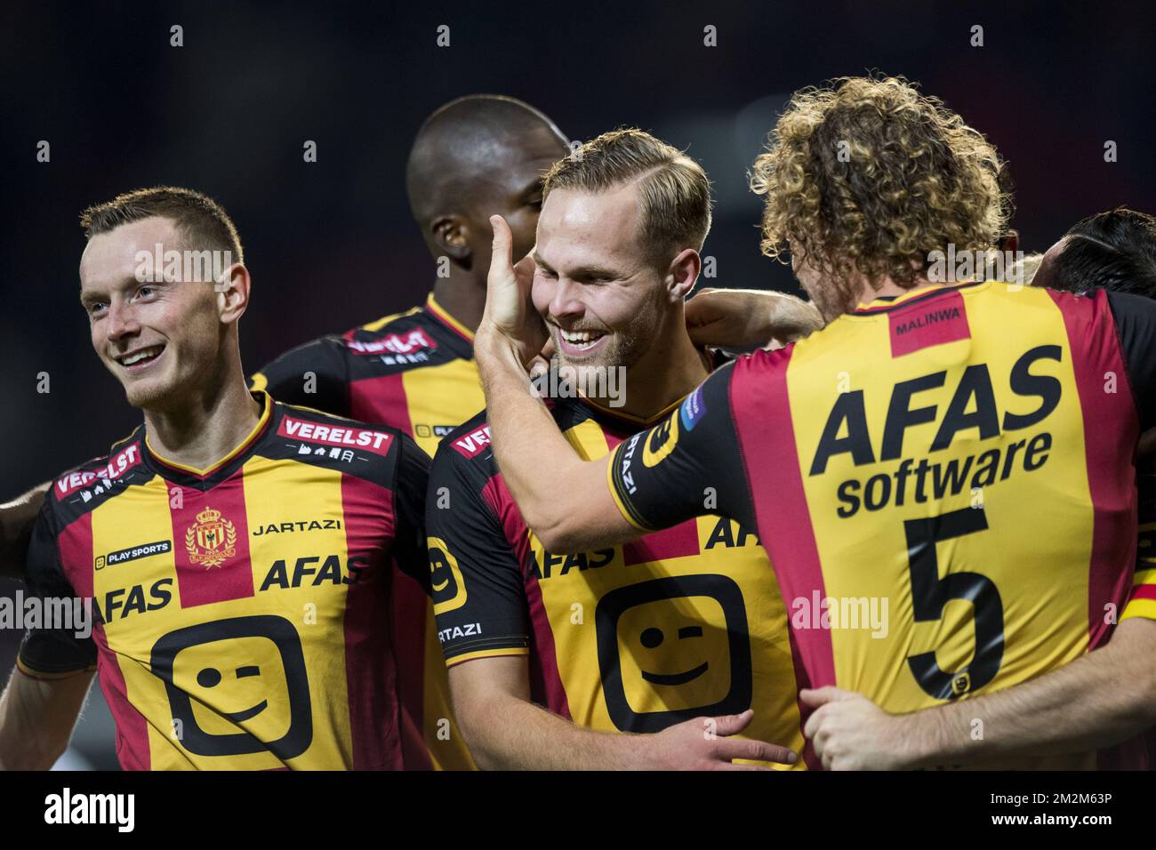 Mechelen's Rob Schoofs, Mechelen's Gustav Engvall and Mechelen's Arjan ...
