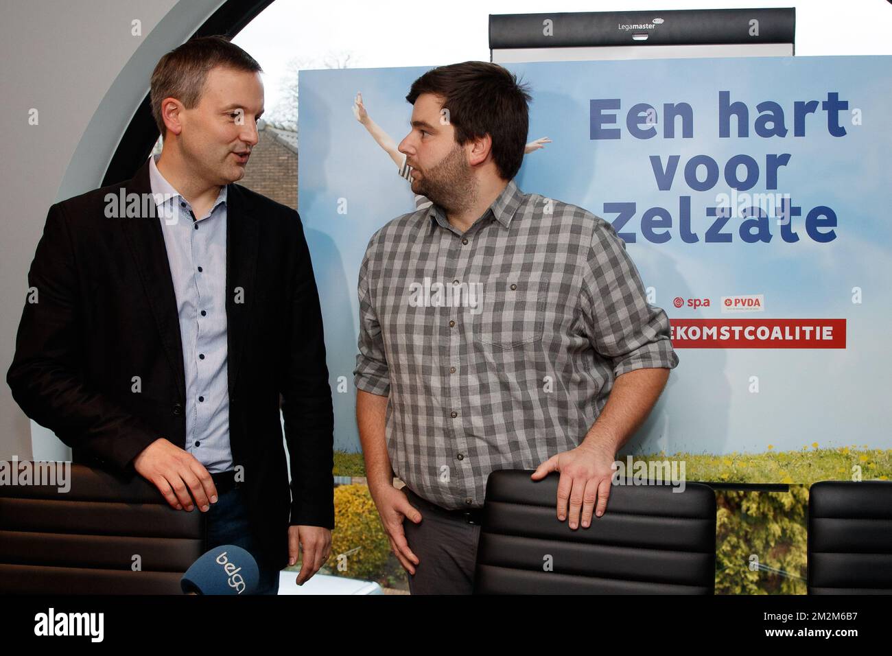 Geert Asman and Brent Meuleman pictured during a press conference to ...