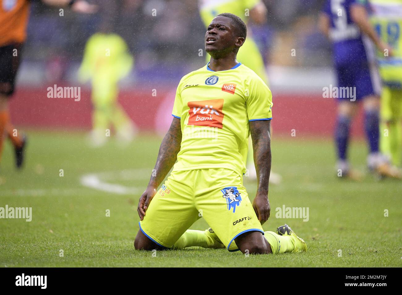 Gent's Stallone Limbombe pictured during a soccer game between RSC ...
