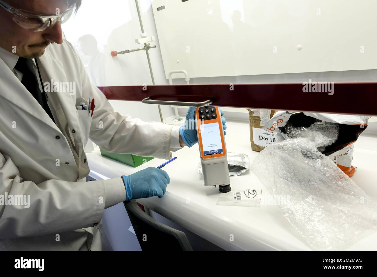 Illustration picture shows a laboratory technician doing tests on a ...