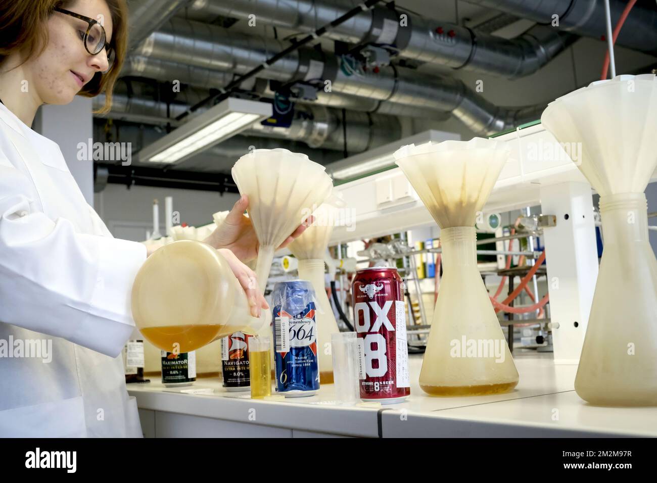 Illustration picture shows tests on beer during a visit to the new ...