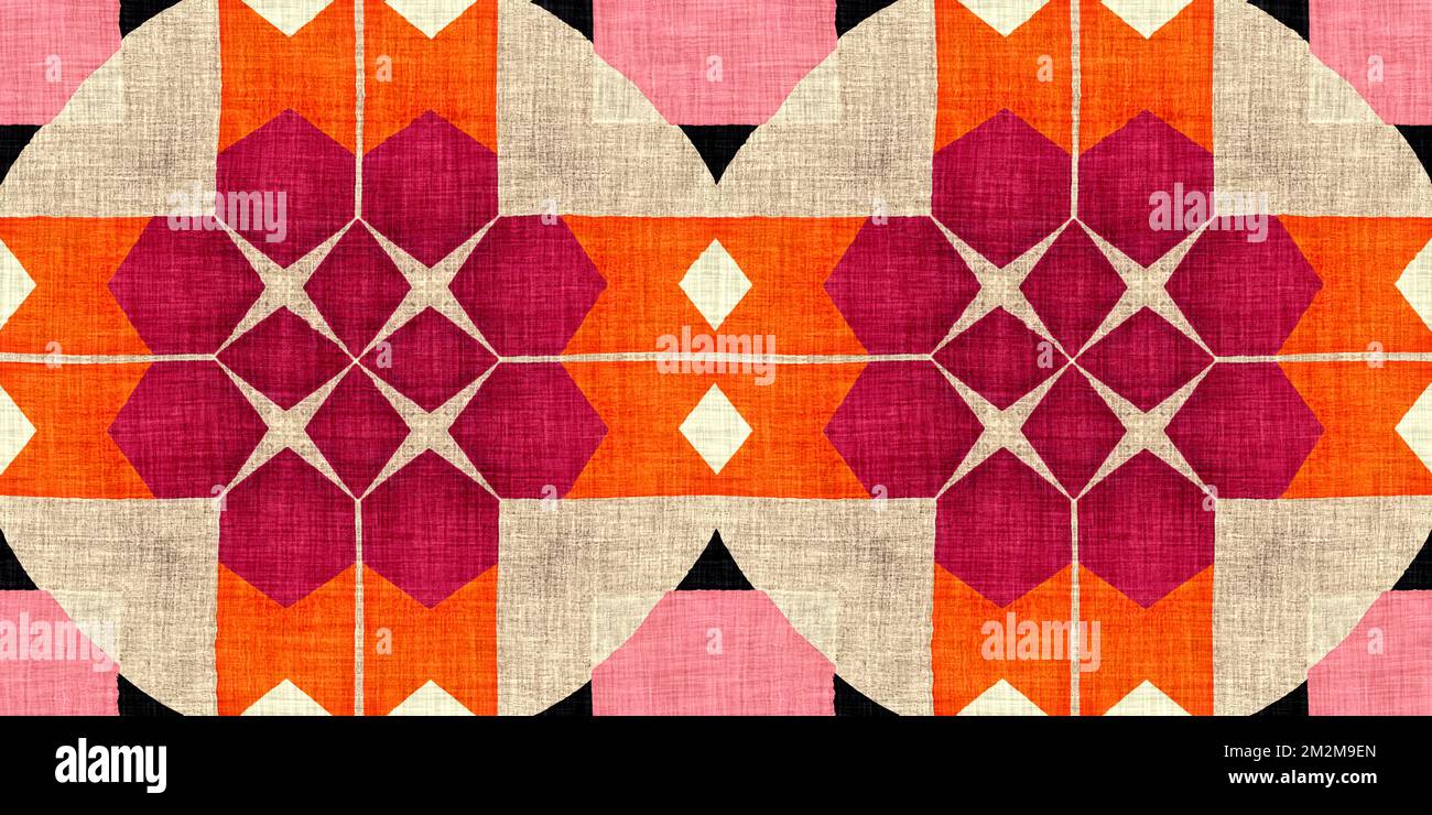 Quilted Americana geo seamless border. Cottagecore repeat retro ribbon ...