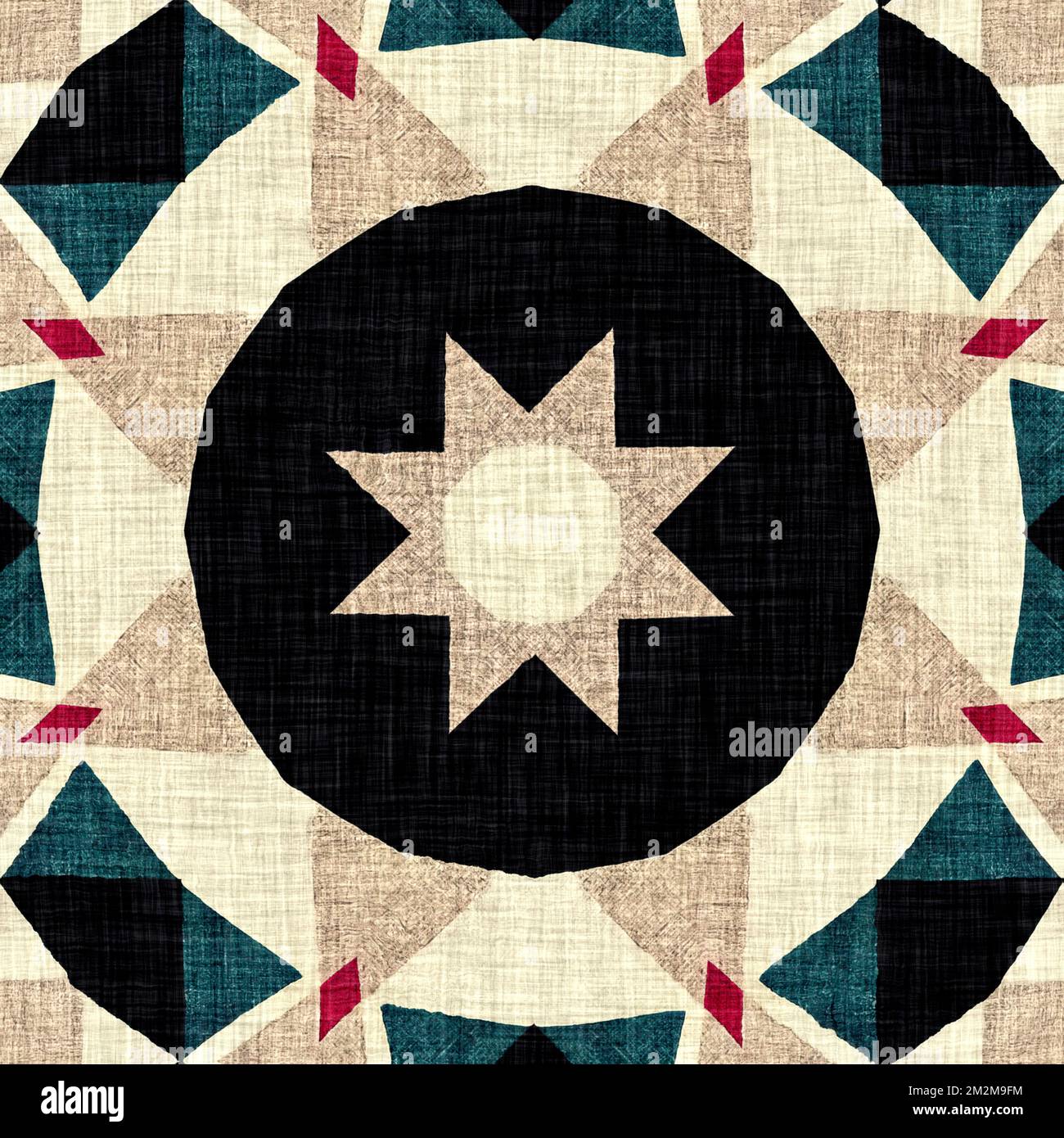 Quilted Americana geo seamless pattern. Cottagecore all over retro ...