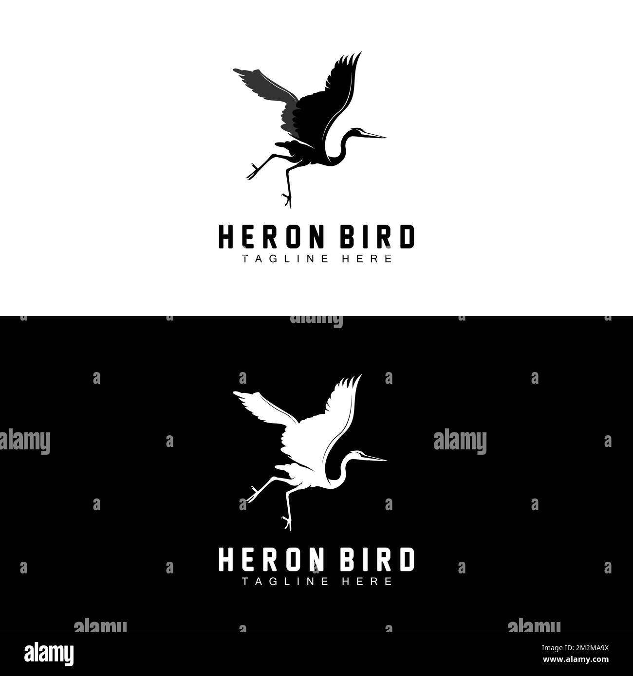 Bird Heron Stork Logo Design, Birds Heron Flying On The River Vector ...