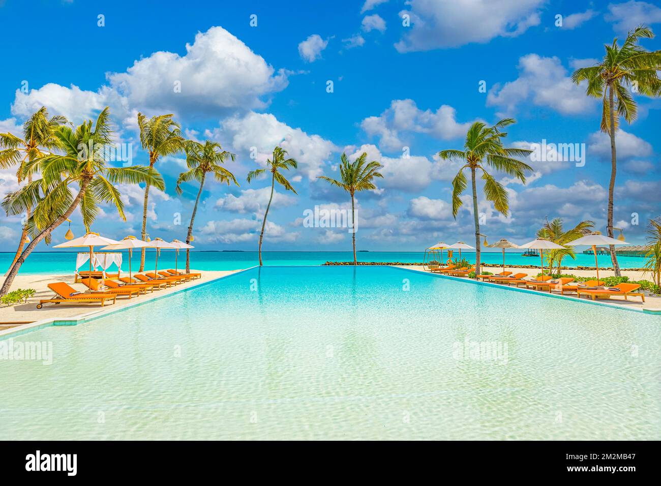 Relax tourism landscape. Luxurious beach resort swimming pool beach ...