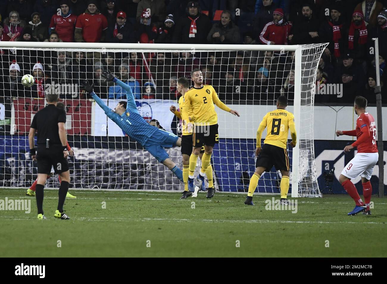 Belgium's goalkeeper Thibaut Courtois can not stop the 3-2 goal of ...