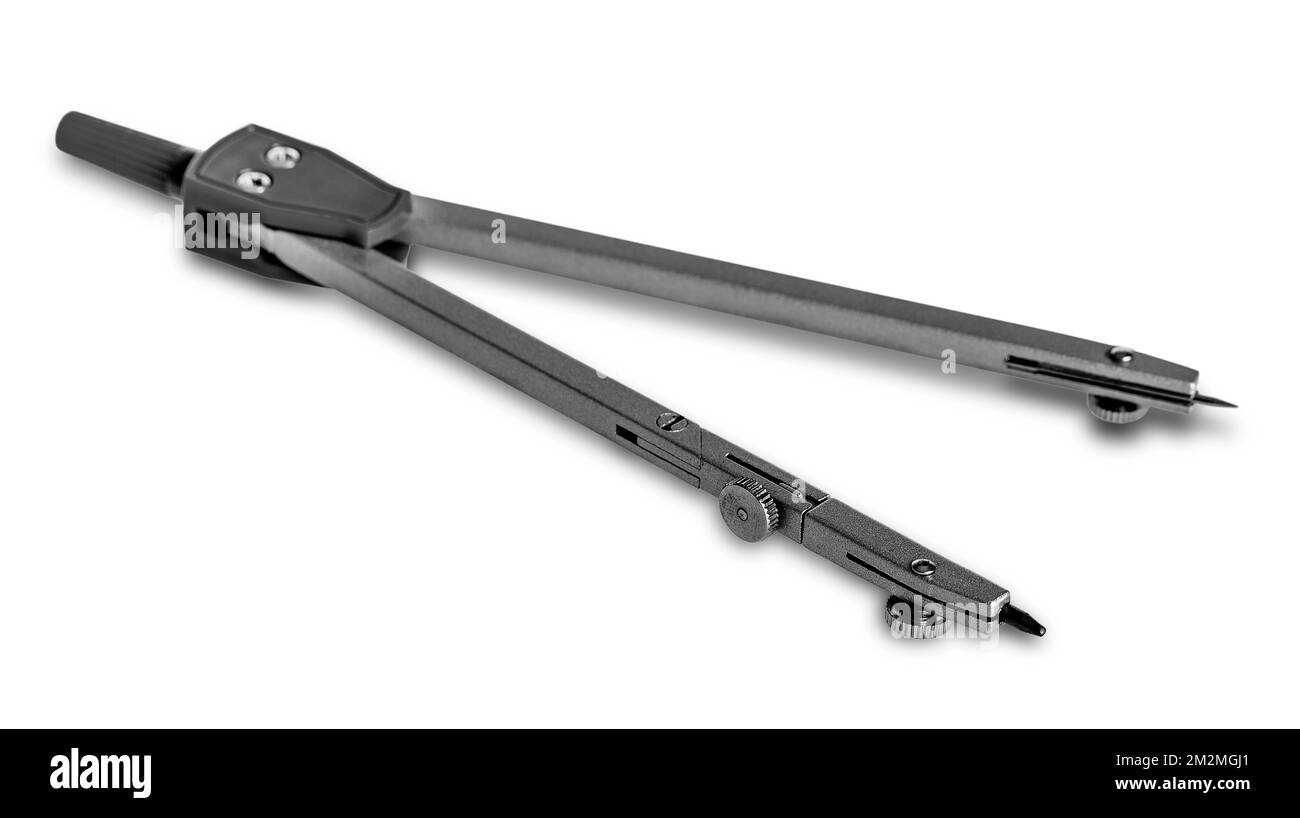 The close up drawing tools: compass isolated on white background Stock ...