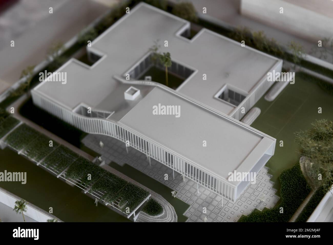 Illustration picture shows a scale model of the new embassy in Rabat on ...