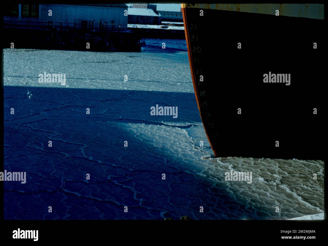 Draft marks on bow of ship in icy waters , Ships. Edmund L. Mitchell ...