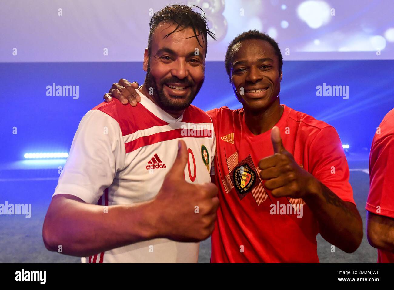 Emile Mpenza (R), pictured at a Belgian Moroccan football activity on ...