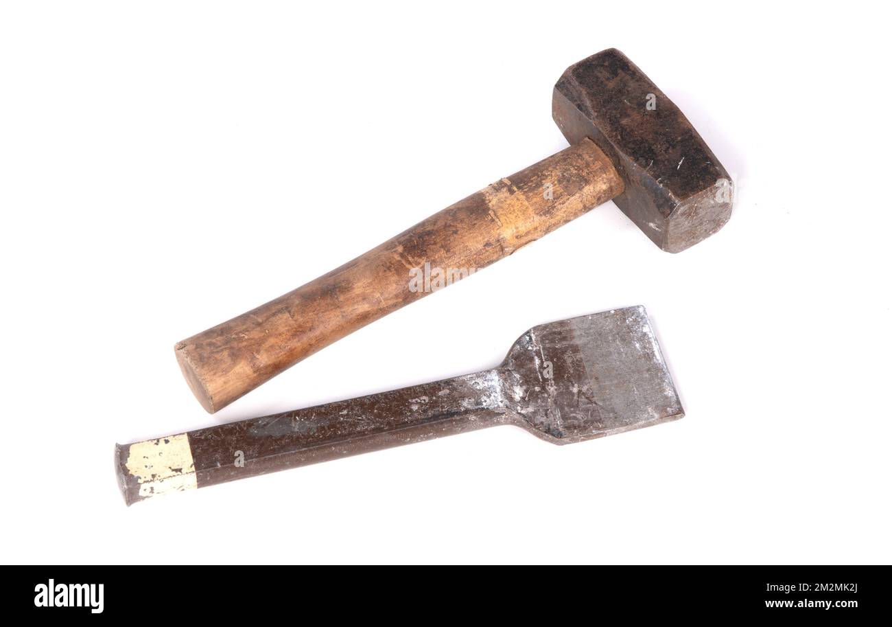 Old grungy chisel for stone works, isolated Stock Photo - Alamy