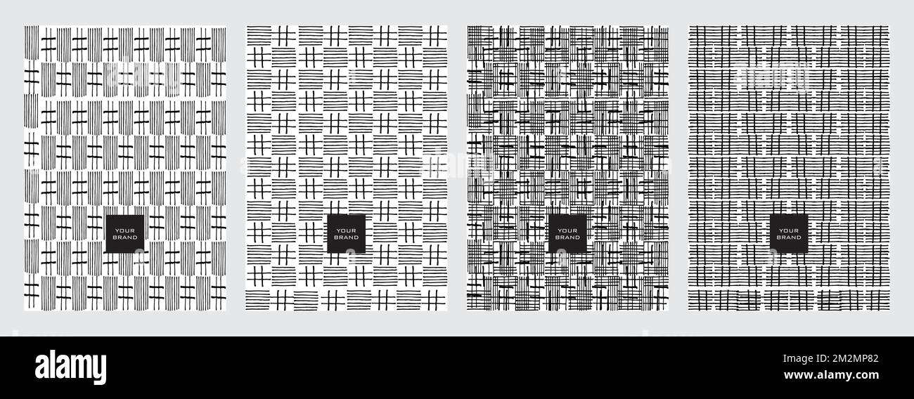 Modern Minimalist Cover Design Set. Creative abstract with expressive freehand intersecting ...