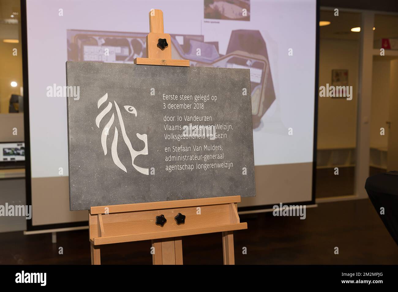 Illustration picture shows the laying of the first stone of the new ...