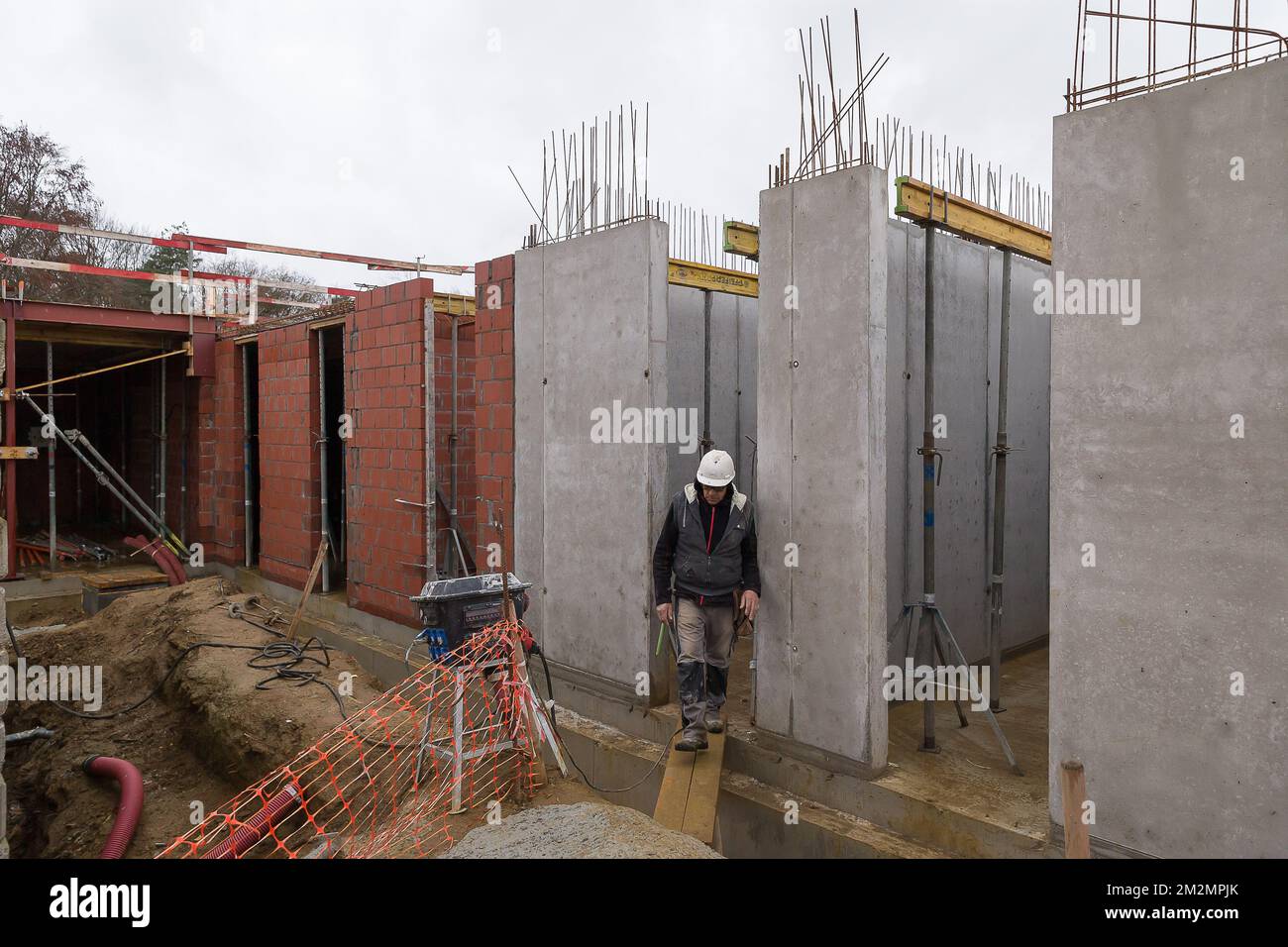 Illustration picture shows the laying of the first stone of the new ...