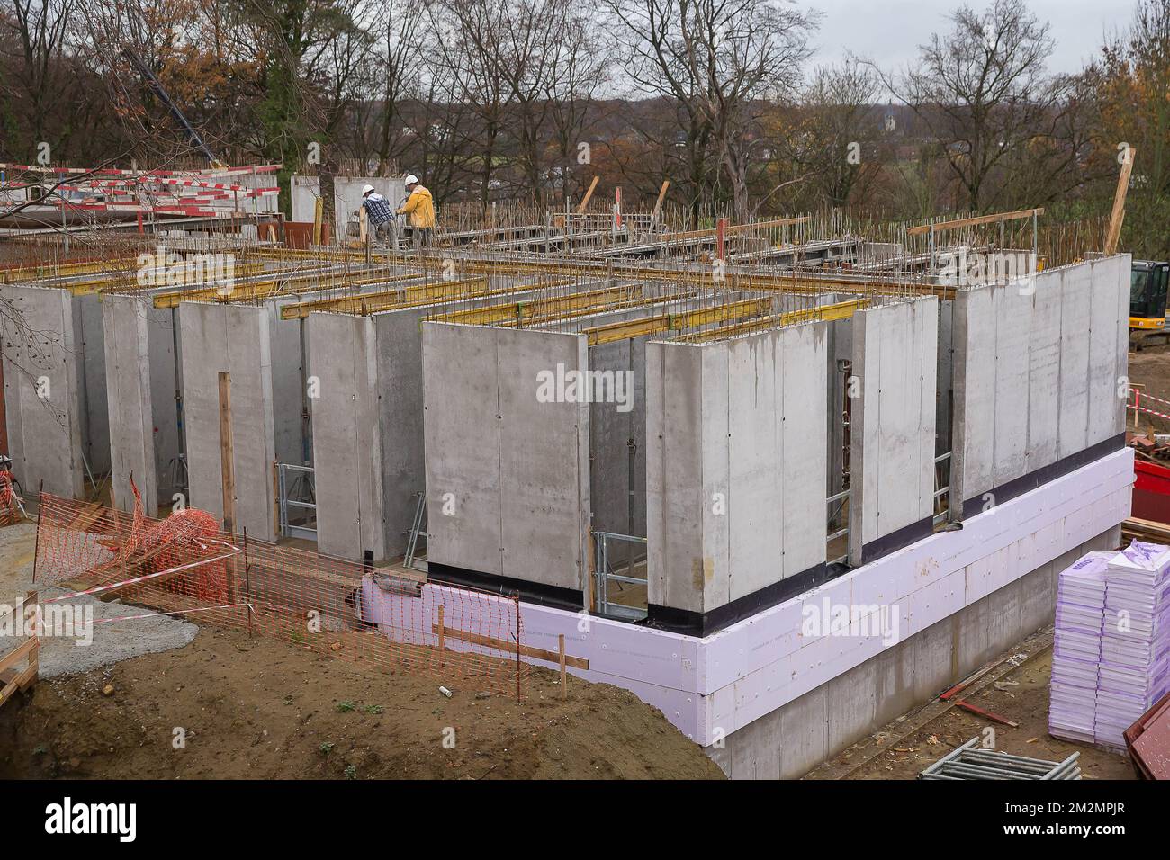 Illustration picture shows the laying of the first stone of the new ...