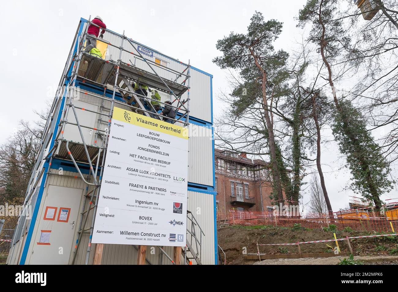 Illustration picture shows the laying of the first stone of the new ...