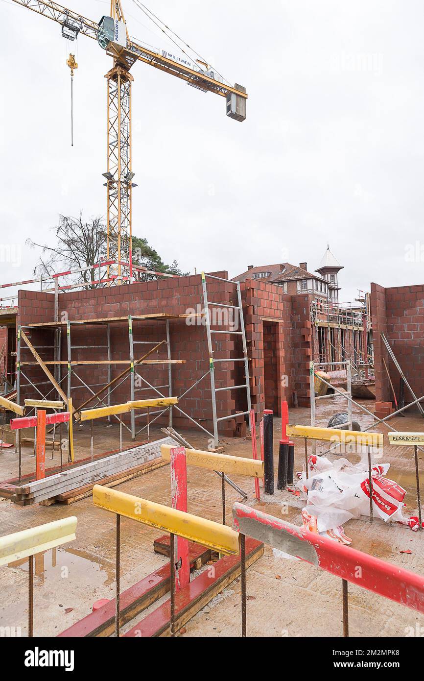 Illustration picture shows the laying of the first stone of the new ...