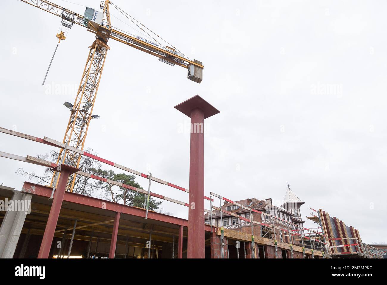 Illustration picture shows the laying of the first stone of the new ...