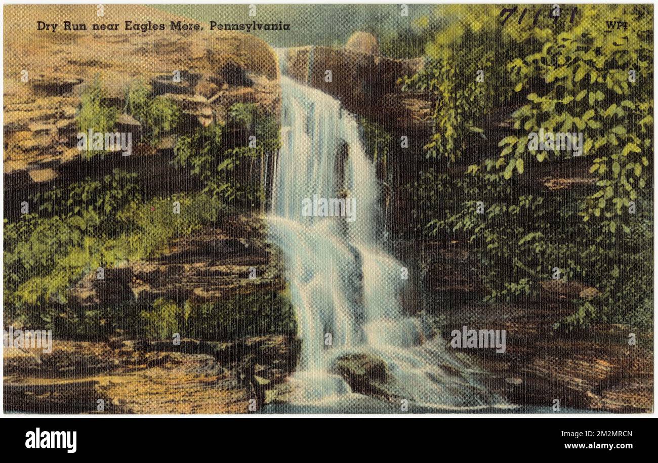 Dry Run near Eagles Mere, Pennsylvania , Waterfalls, Tichnor Brothers ...