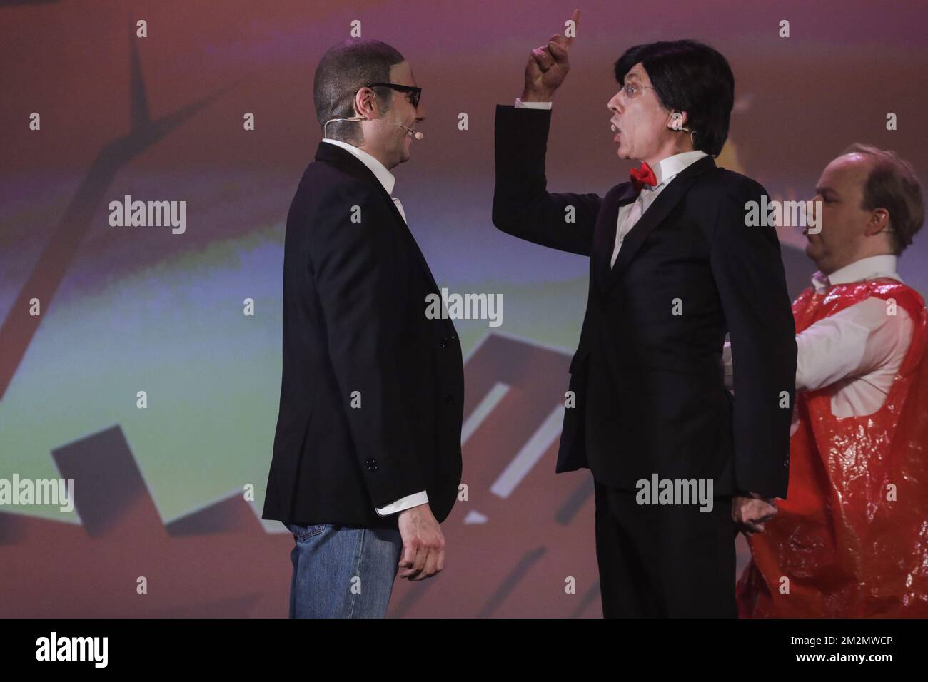 Actor Stephane Pirard acting as PTB-GO !'s Raoul Hedebouw and Actor ...