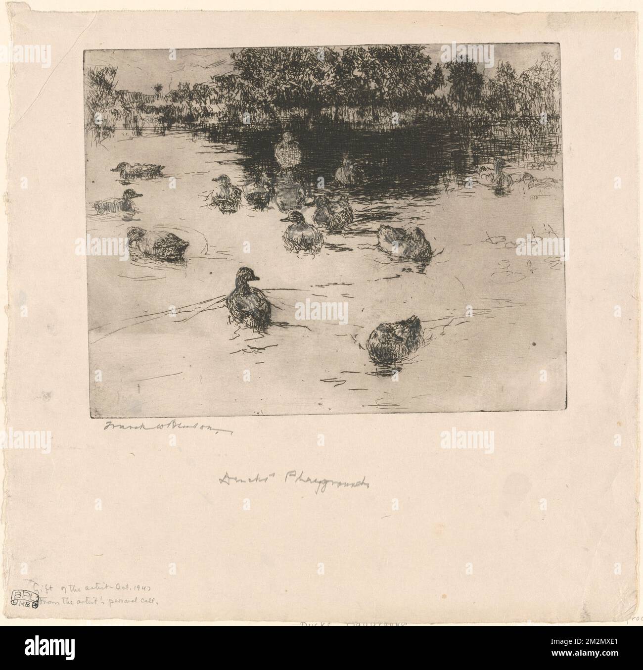 Ducks playground , Ducks, Bodies of water, Trees. Frank W. Benson (1862 ...