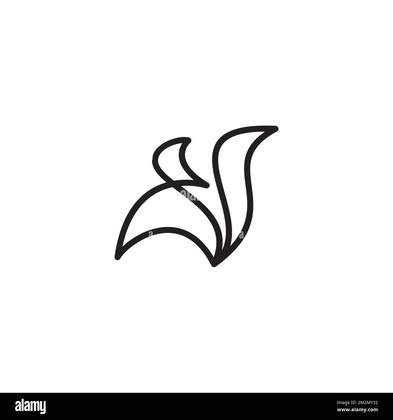 Fox Outline Black White Logo. Fox Line Design. Fox Logo Stock Vector ...