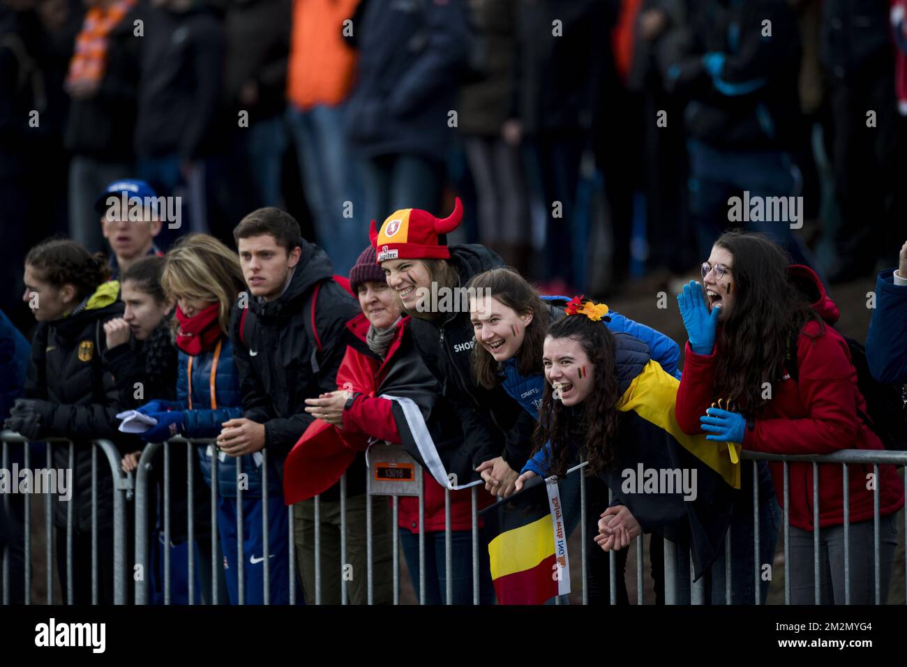 Belgian supporters during the U23 women race at the European Cross ...
