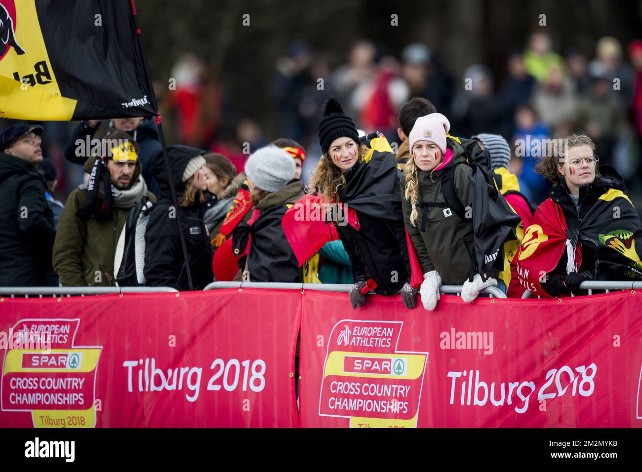 Belgian supporters during the U23 men race at the European Cross ...