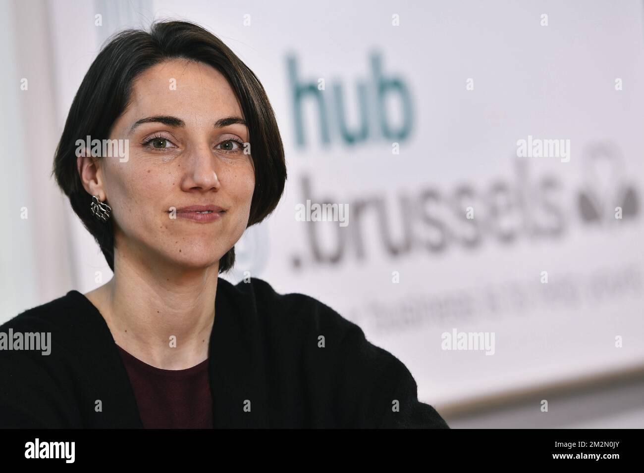 Isabelle Grippa, CEO of hub.brussels, poses for photographer during a ...