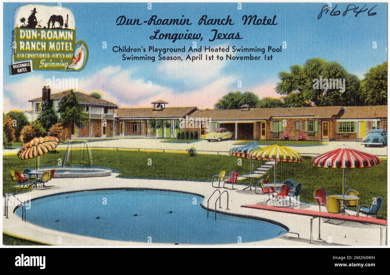 Dun-Roamin Ranch Motel, Longview, Texas , Motels, Tichnor Brothers ...