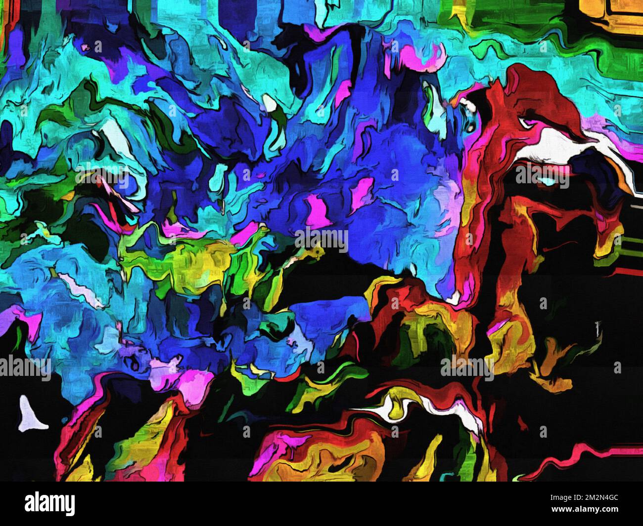 abstract psychedelic background from color chaotic blurred stains brush ...