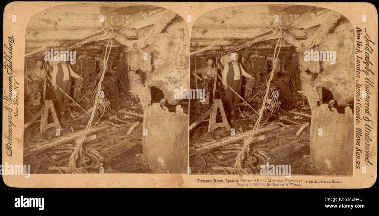 Dynamo room, Spanish cruiser 'Reina Mercedes,' wrecked by an American ...