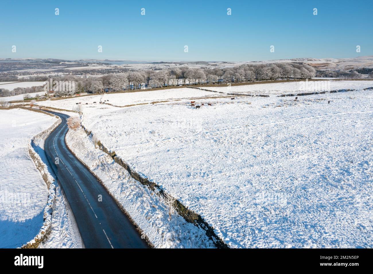 Aerial drone photo of the town of Mereclough in the town of Burnley in ...