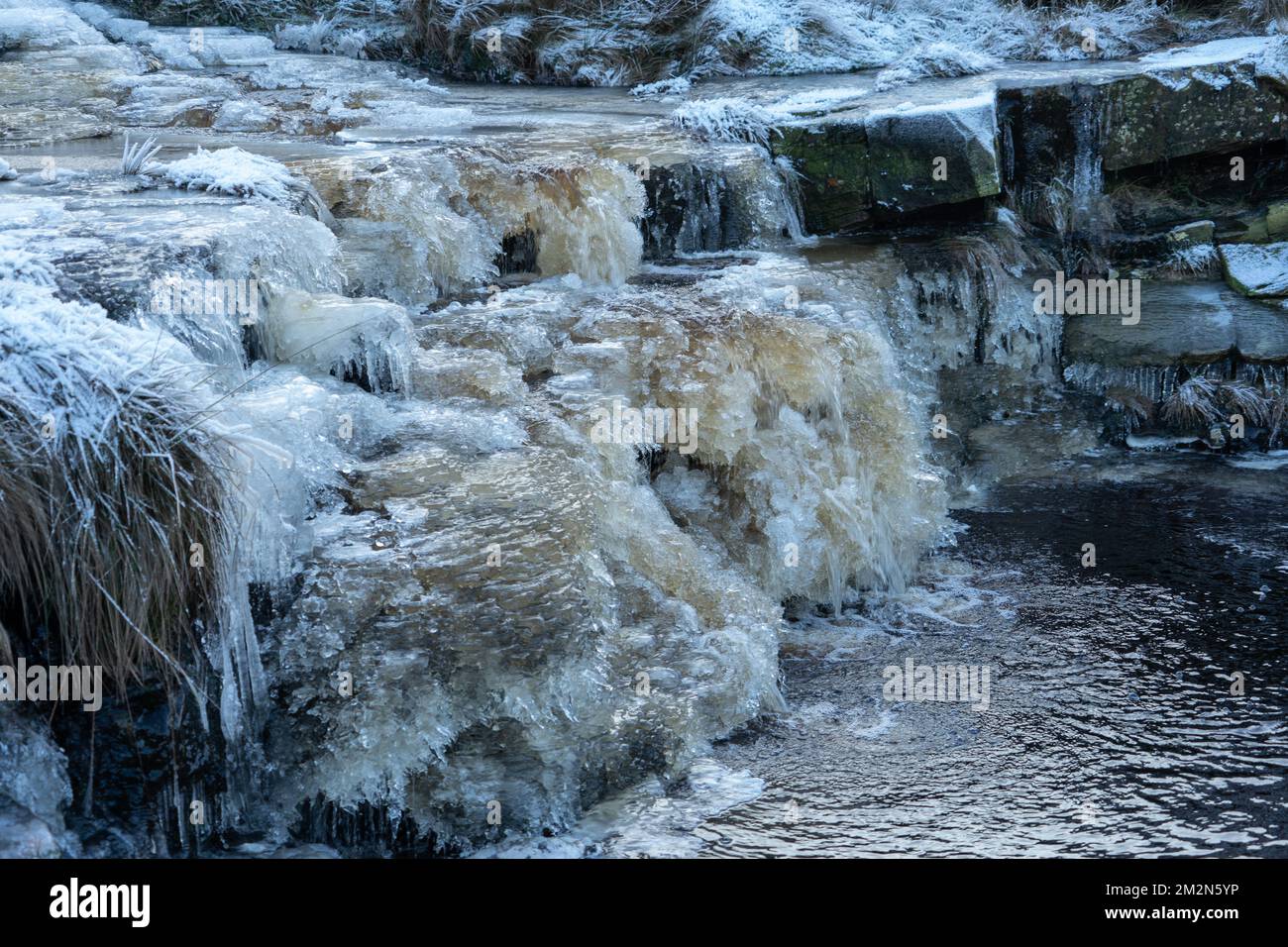 Ice on a moorland stream in Northumberland, UK Stock Photo - Alamy