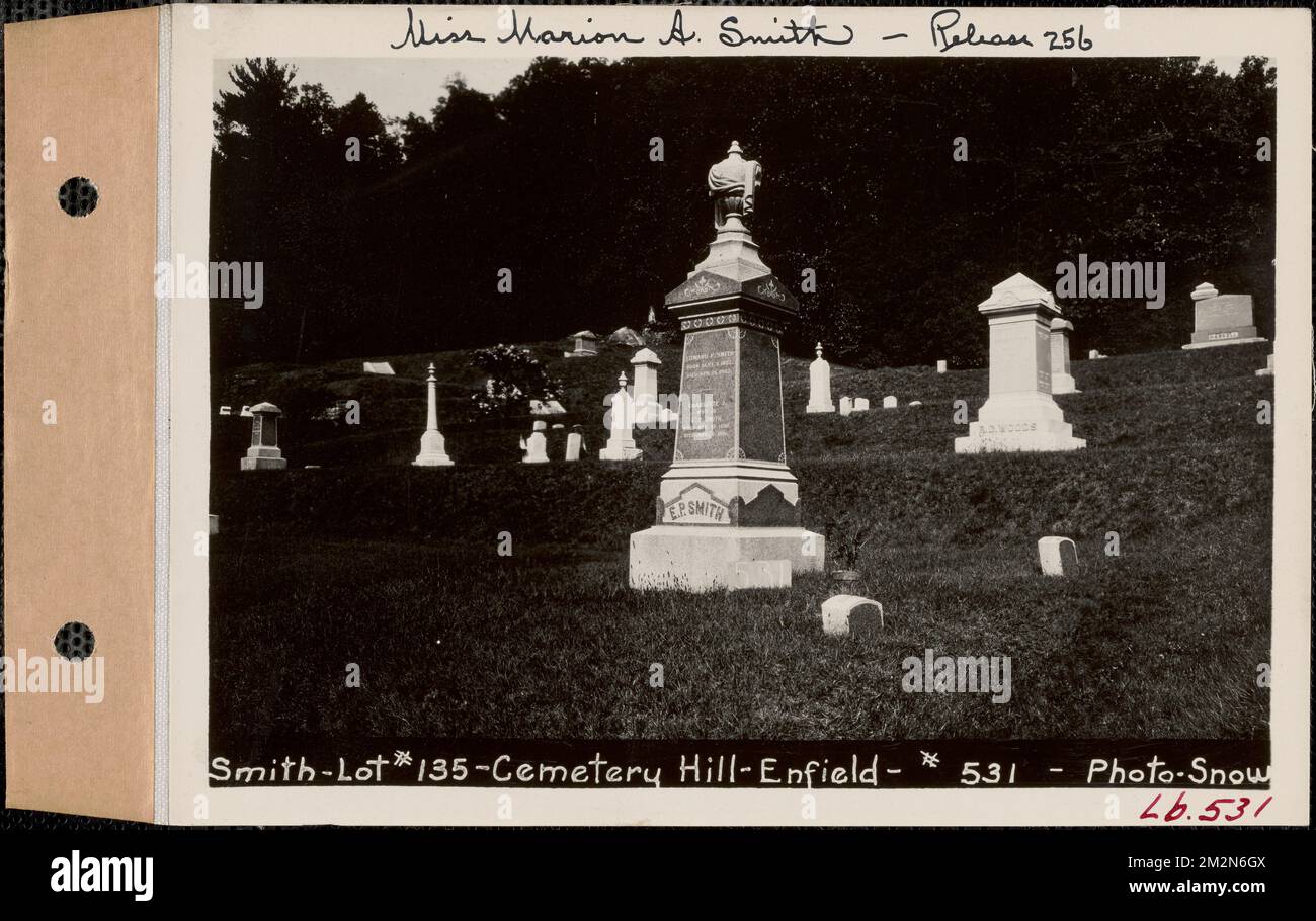 E. P. Smith, Cemetery Hill Cemetery, lot 135, Enfield, Mass., ca. 1930 ...