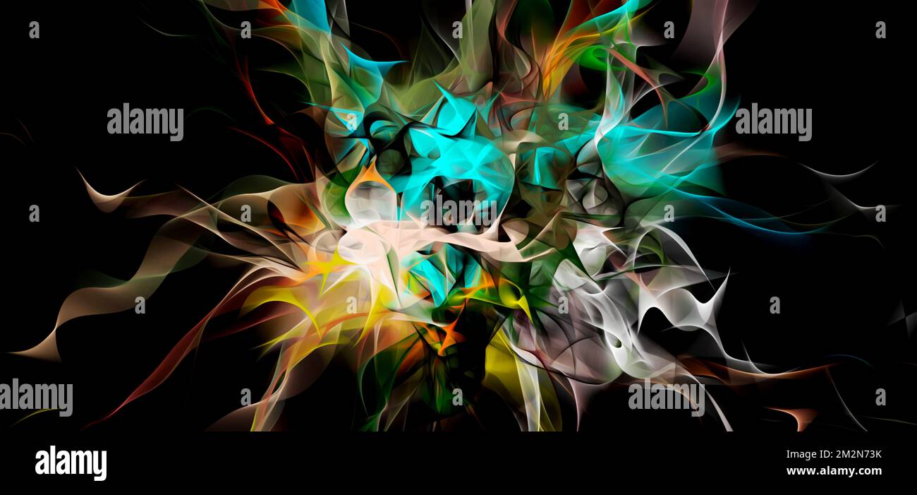 Abstract electrifying lines, smoky fractal pattern, digital ...