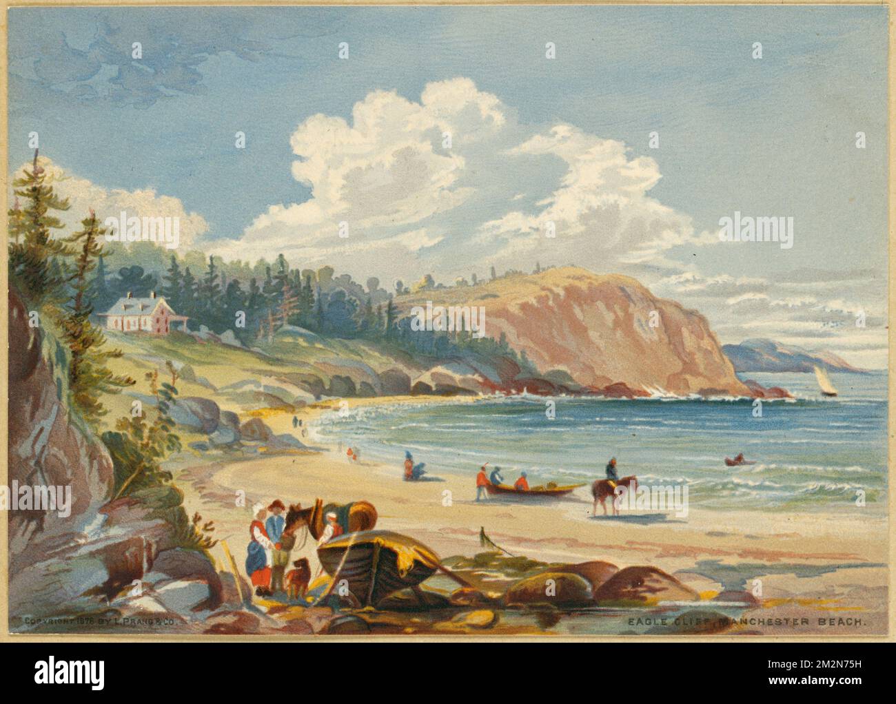 Eagle Cliff, Manchester Beach , Beaches, Boats, Cliffs. Louis Prang ...